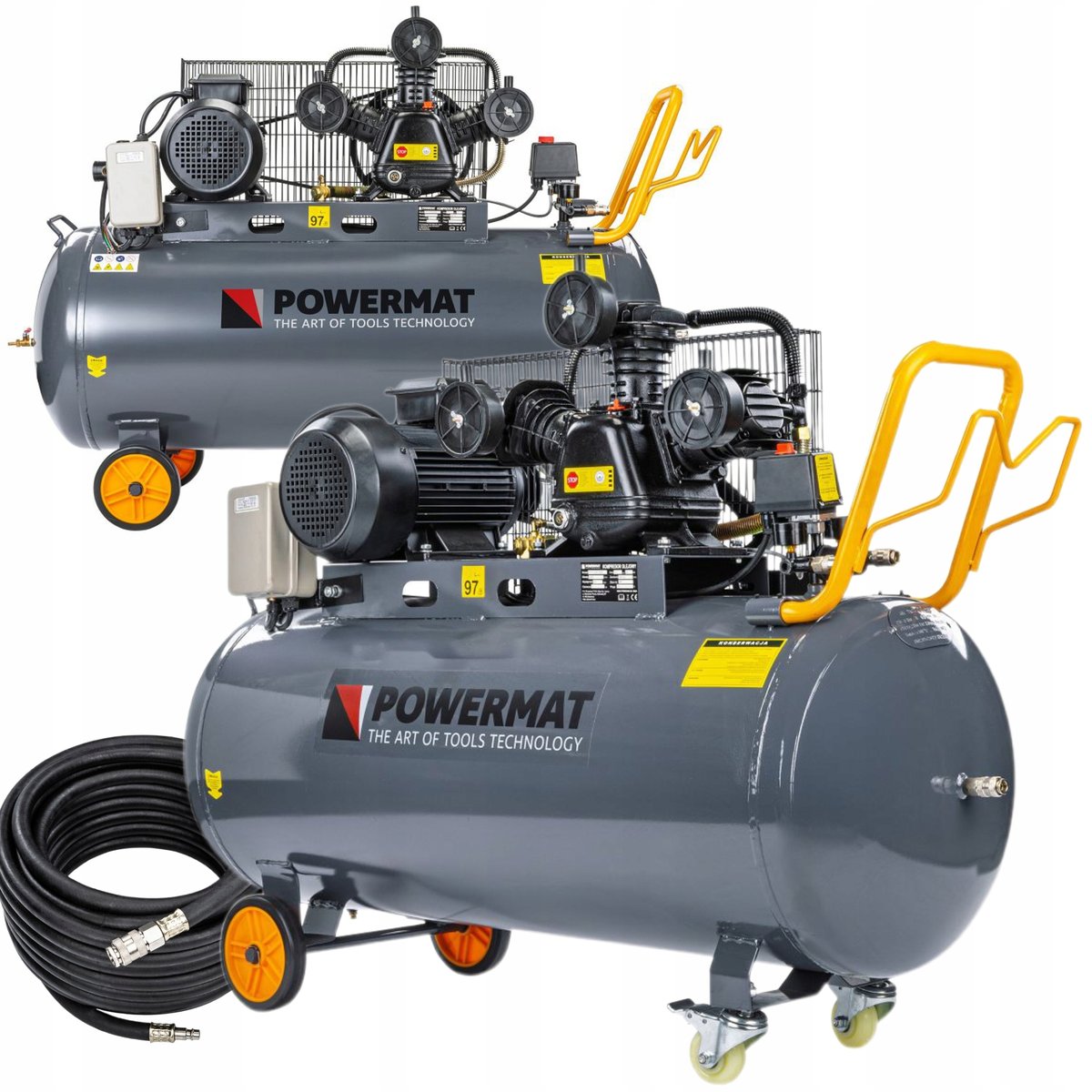 POWERMAT KOMPRESOR OLEJOWY 4KM 200L 650L/MIN 8BAR +WĄŻ 15M PM-KO-200T ...