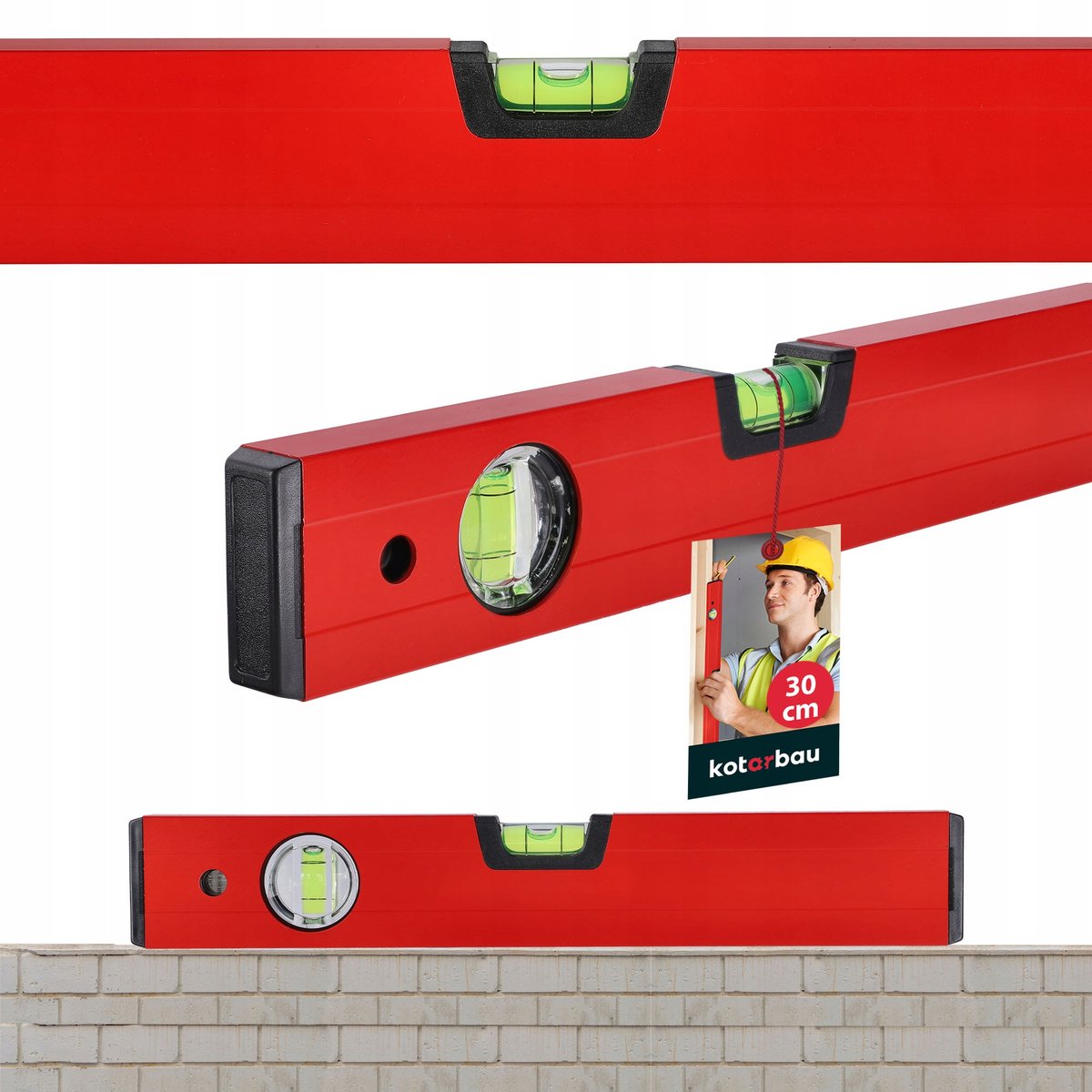 POZIOMICA ALUMINIOWA CZERWONA POZIOMNICA WASERWAGA BUDOWLANA 30 CM ...