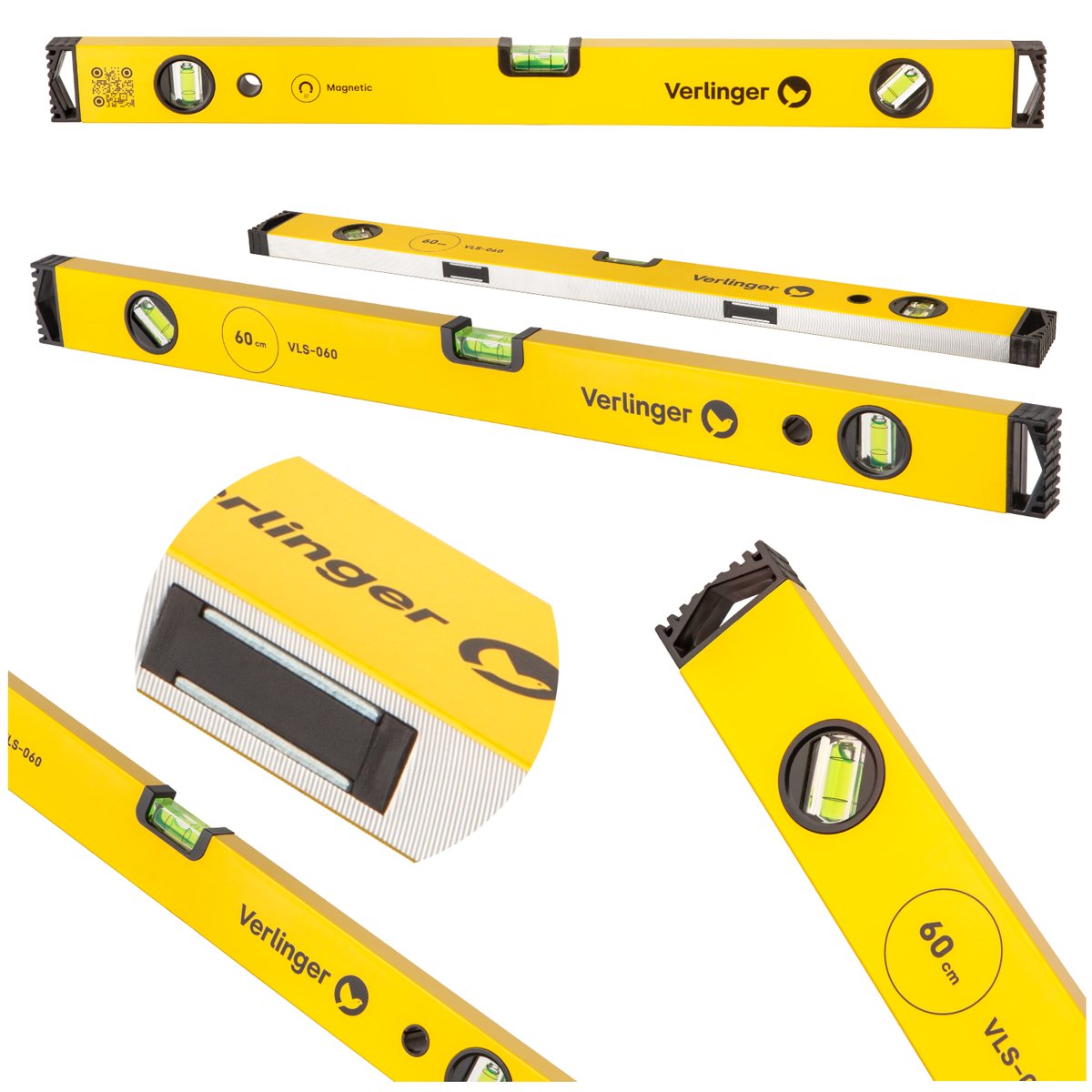 POZIOMICA z MAGNESEM aluminiowa 60 cm 3 libellami - Verlinger | Sklep ...