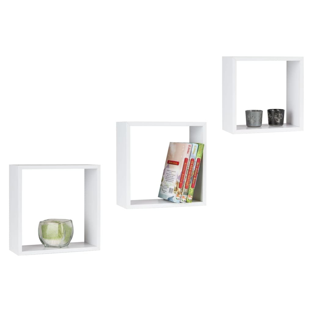 Practo Home Półki ścienne, 3 szt., drewniane, białe - Practo Home ...