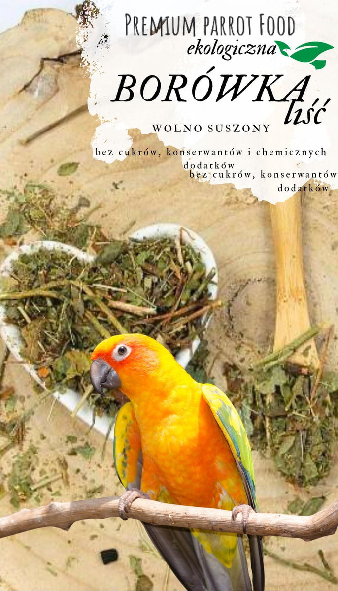 Premium Parrot Food - Ekologiczna Borówka Liść - dla wszystkich papug ...