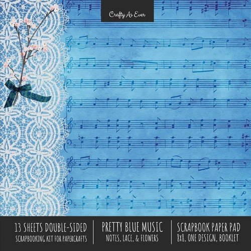 Pretty Blue Music Scrapbook Paper Pad 8x8 Decorative Scrapbooking Kit ...