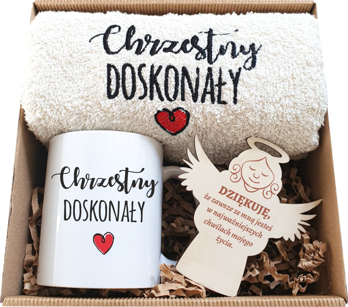 PREZENT DLA OJCA CHRZESTNEGO ZESTAW PREZENTOWY KUBEK RĘCZNIK W PUDEŁKU ...
