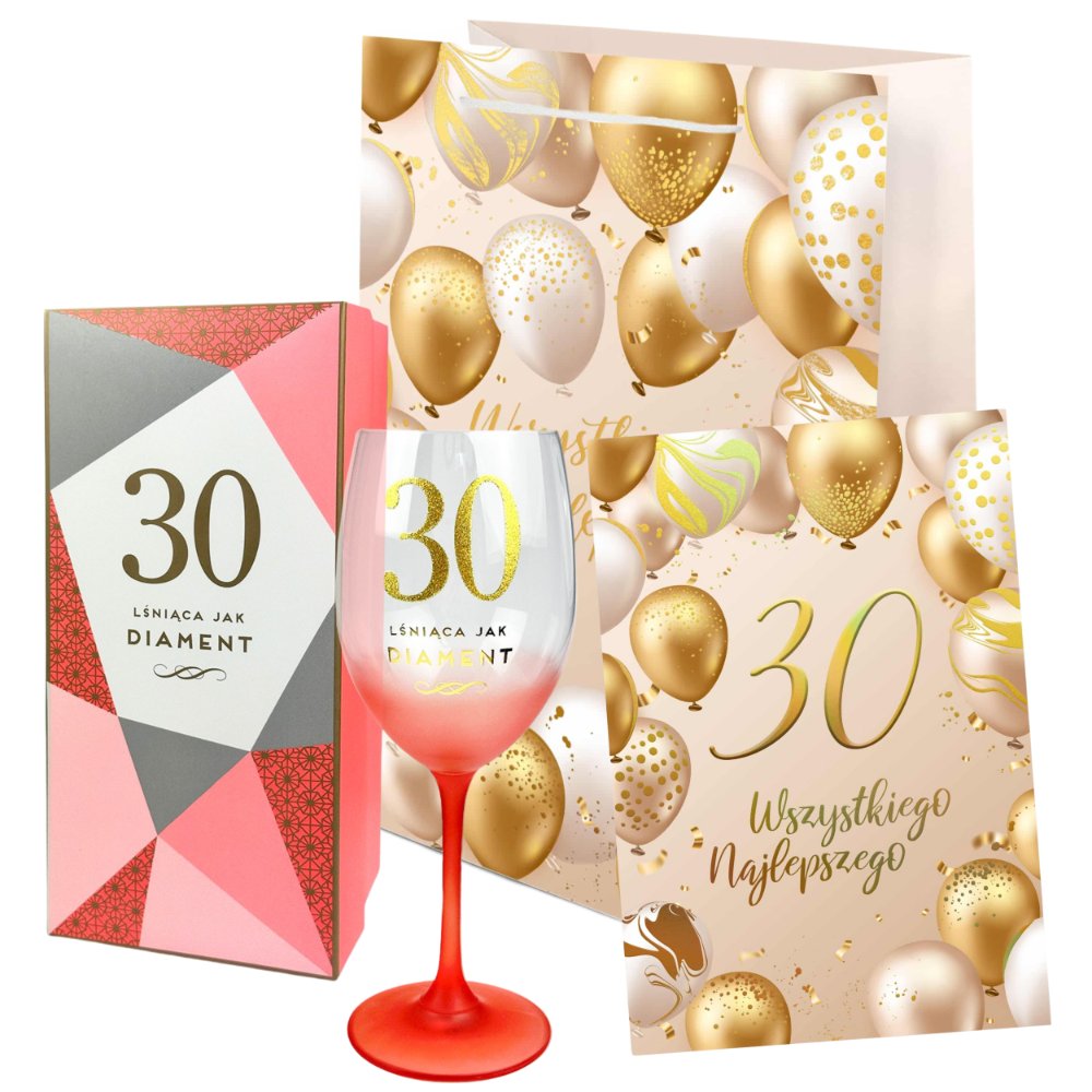 Prezent na 30 Urodziny dla Kobiety Przyjaciółki Kieliszek Kartka Pamiątka Zestaw - ANGEL DEVIL ...