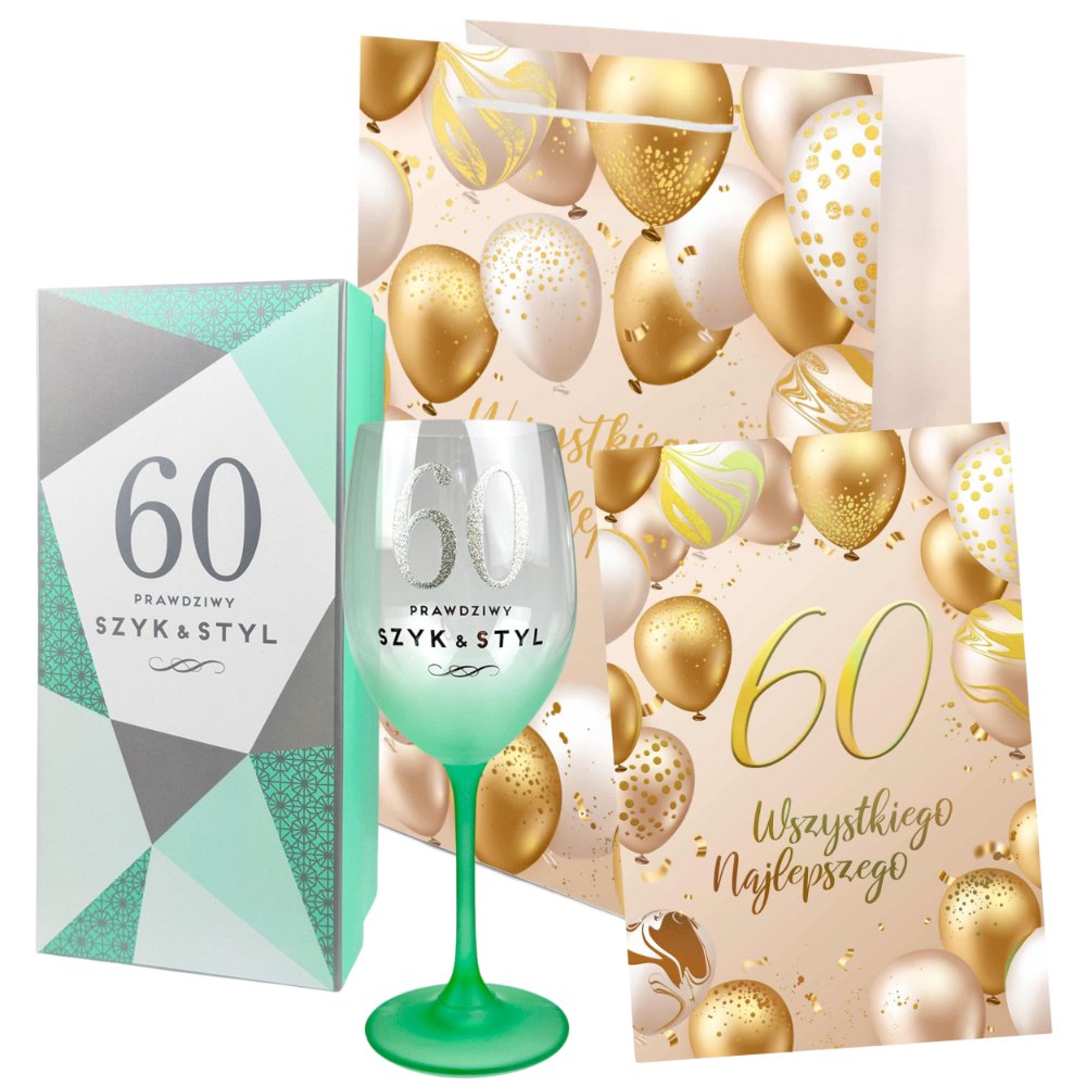 Prezent na 60 Urodziny dla Kobiety Przyjaciółki Kieliszek Kartka Pamiątka Zestaw - ANGEL DEVIL ...