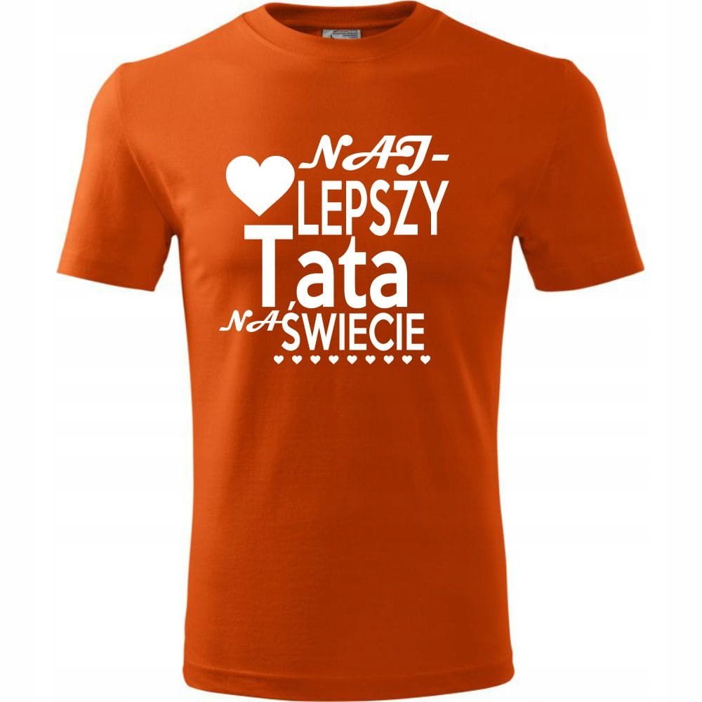 Prezent na Dzień Ojca dla Taty Koszulka Męska Najlepszy tata na świecie pomarańczowy M - Atram ...