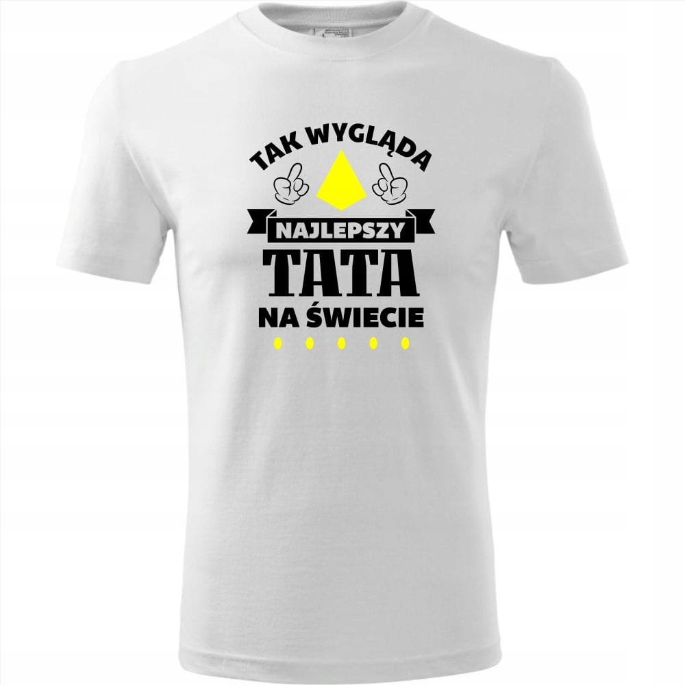 Prezent na Dzień Ojca Koszulka Męska Tak wygląda najlepszy tata na świecie biały XXL - Atram ...
