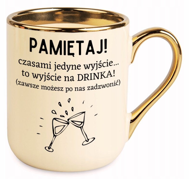 prezent na pożegnanie odejście kolegi koleżanki z pracy złoty kubek DRINK - Inna marka | Sklep ...