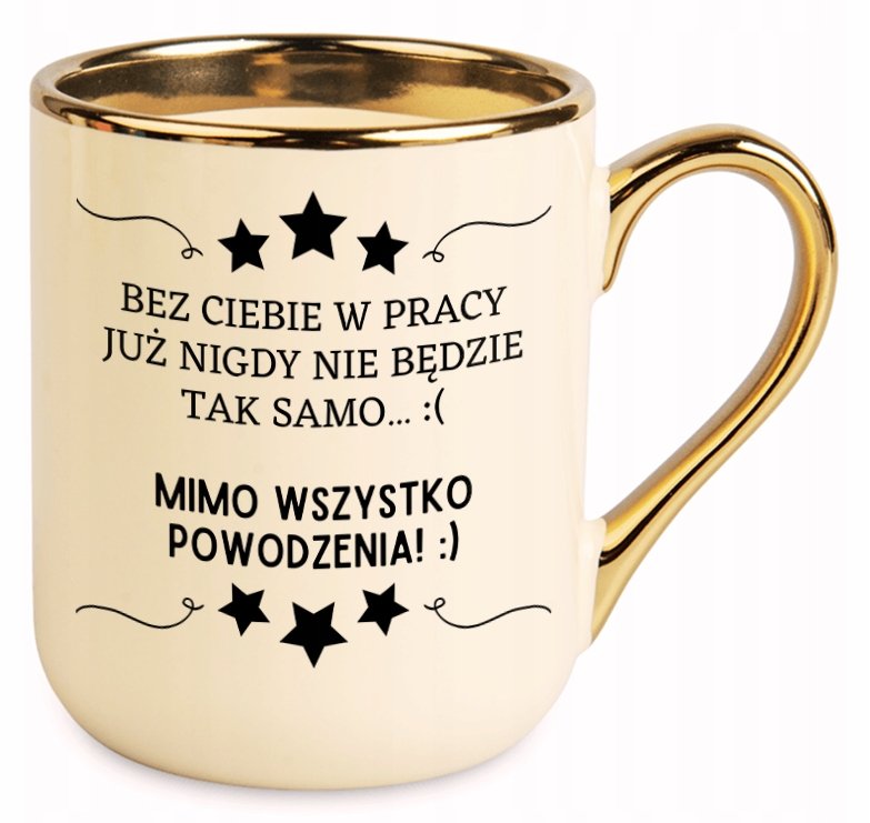 prezent na pożegnanie odejście kolegi koleżanki z pracy złoty kubek z kotem - Inna marka | Sklep ...