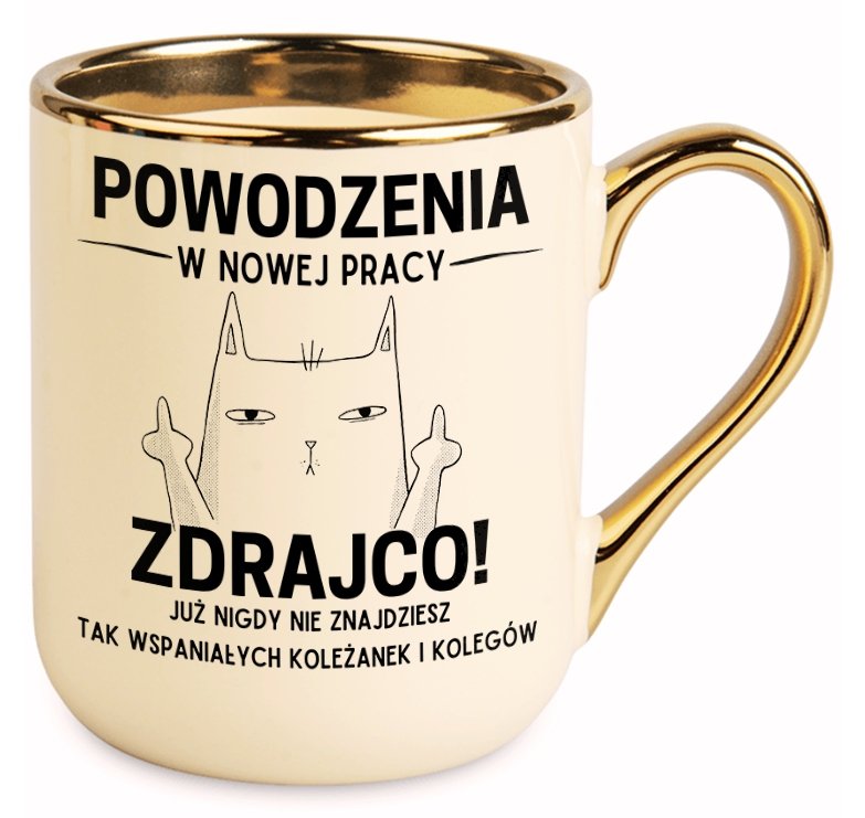 prezent na pożegnanie odejście kolegi koleżanki z pracy złoty kubek z kotem - Inna marka | Sklep ...