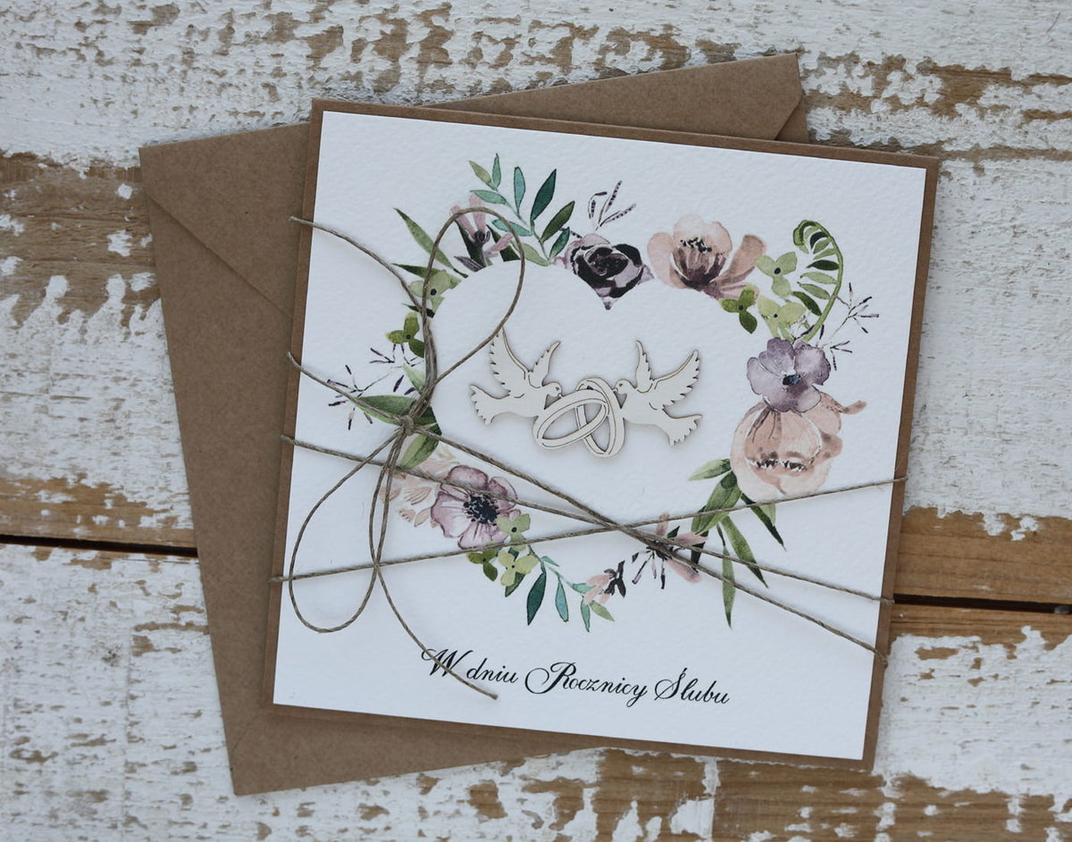 Prezent na rocznicę ślubu Rustykalna kartka życzenia z okazji rocznicy ślubu - rocznica ślubu ...