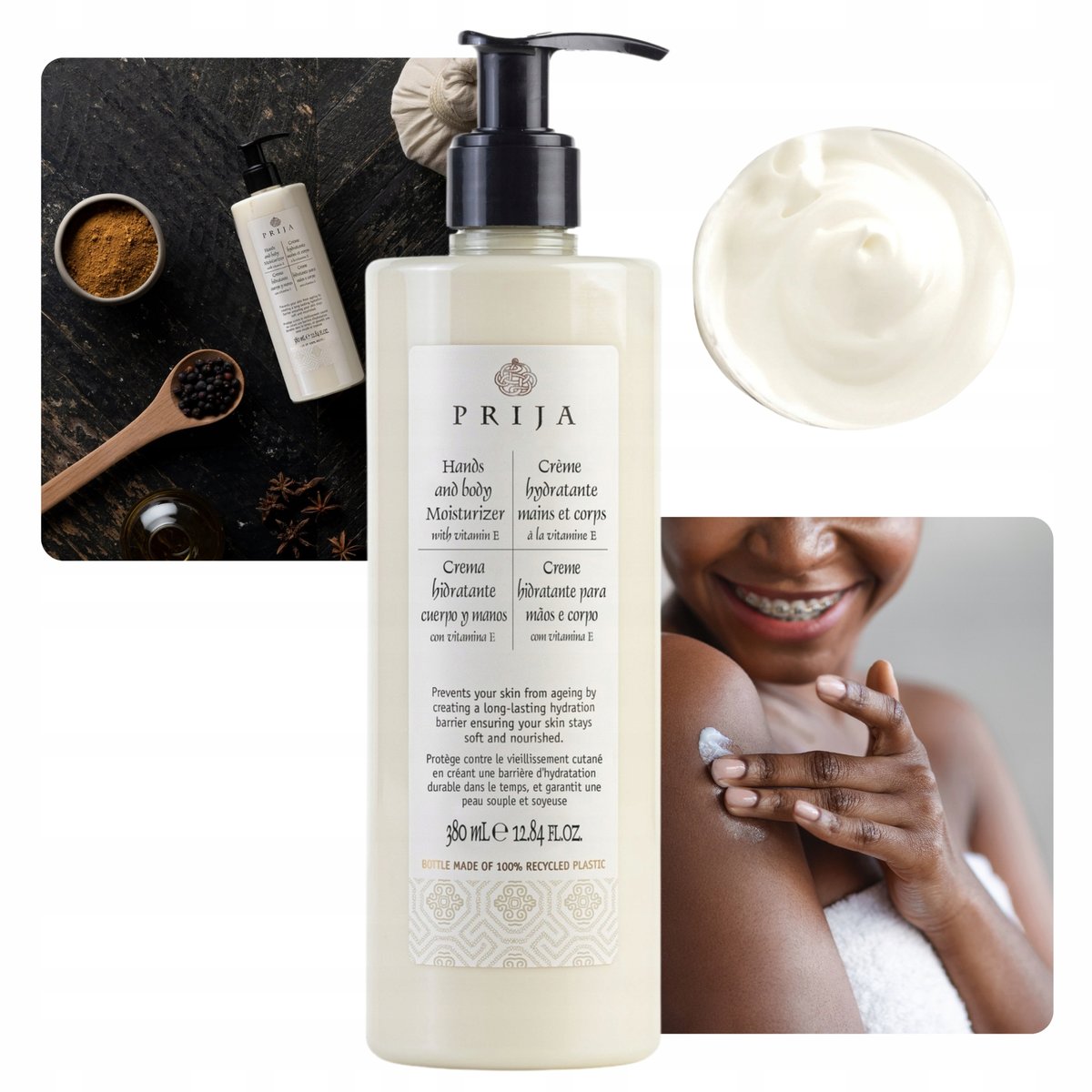 PRIJA KREM NAWILŻAJĄCY do rąk i ciała witaminą E BALSAM Z POMPKĄ 380 ml | Sklep EMPIK.COM