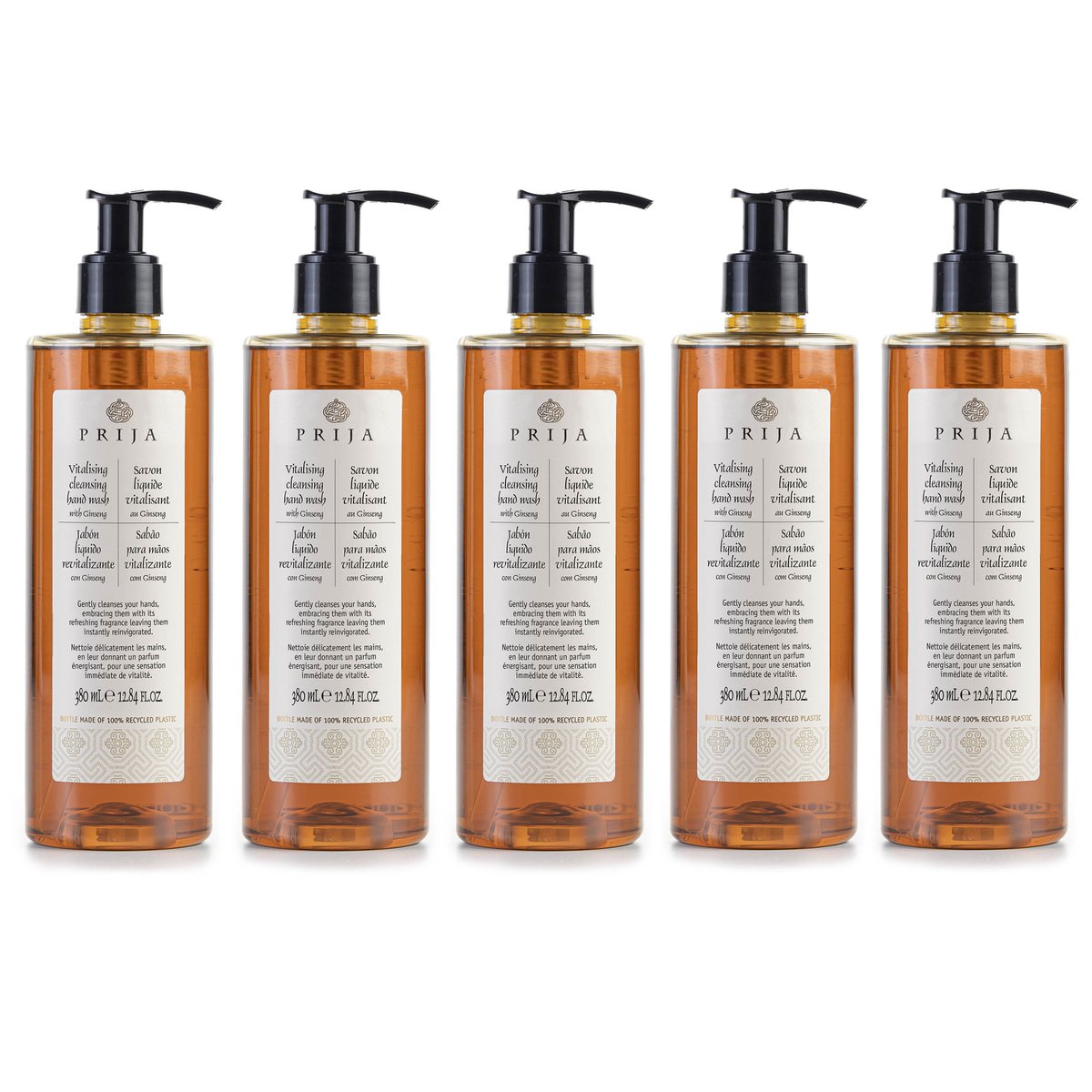 PRIJA MYDŁO W PŁYNIE do rąk Z POMPKĄ ekstrakt z żeń-szenia 5x380 ml ...