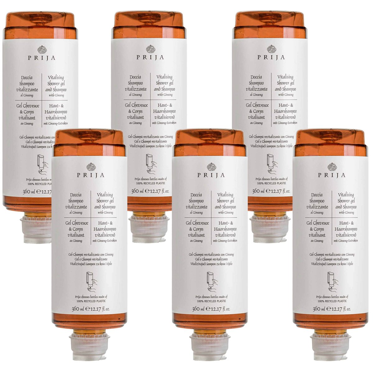 PRIJA szampon/żel pod prysznic w płynie żeń-szeń, wkład do dozownika, VEGAN 6x360ml | Sklep ...