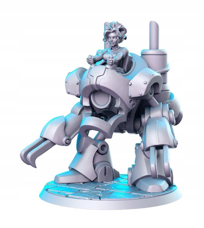 Prissa mech robot figurka + podstawka do DND D&D 3D druk mini 12k RPG ...