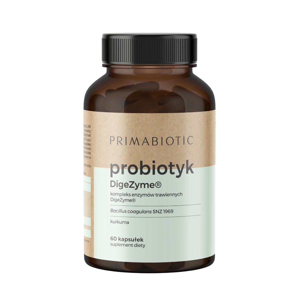 PROBIOTYK DIGEZYME PRIMABIOTIC Jelita Kurkuma Trawienie Wątroba 60 kaps ...