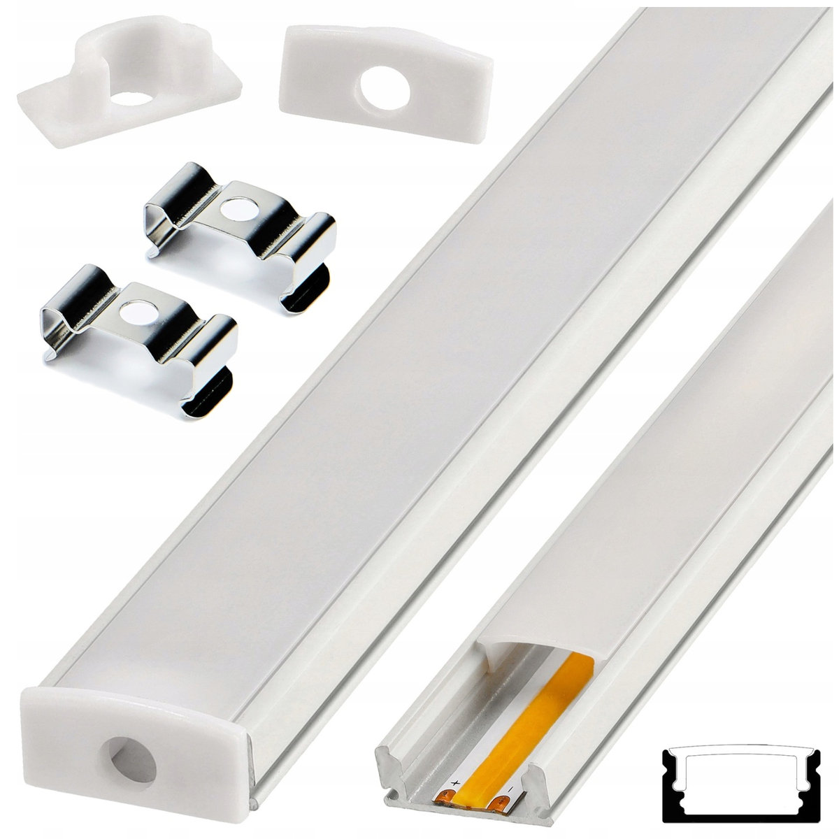 Profil Aluminiowy Natynkowy LED DO TAŚM BIAŁY 8/10/12mm + Klosz 1m ...