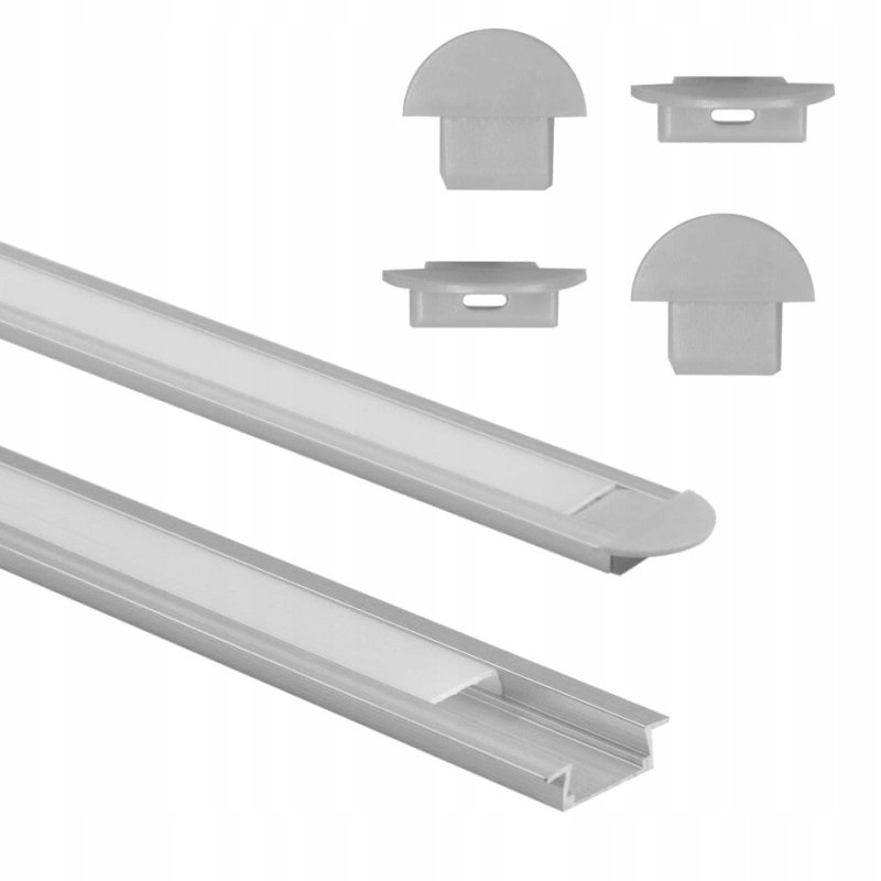 Profil Podtynkowy Aluminiowy Anodowany do Taśm LED + Klosz Mleczny 2m ...