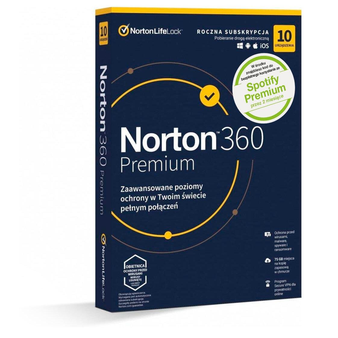 Program Norton 360 Premium 75 GB PL (1 rok, 10 urządzeń) + Karta ...