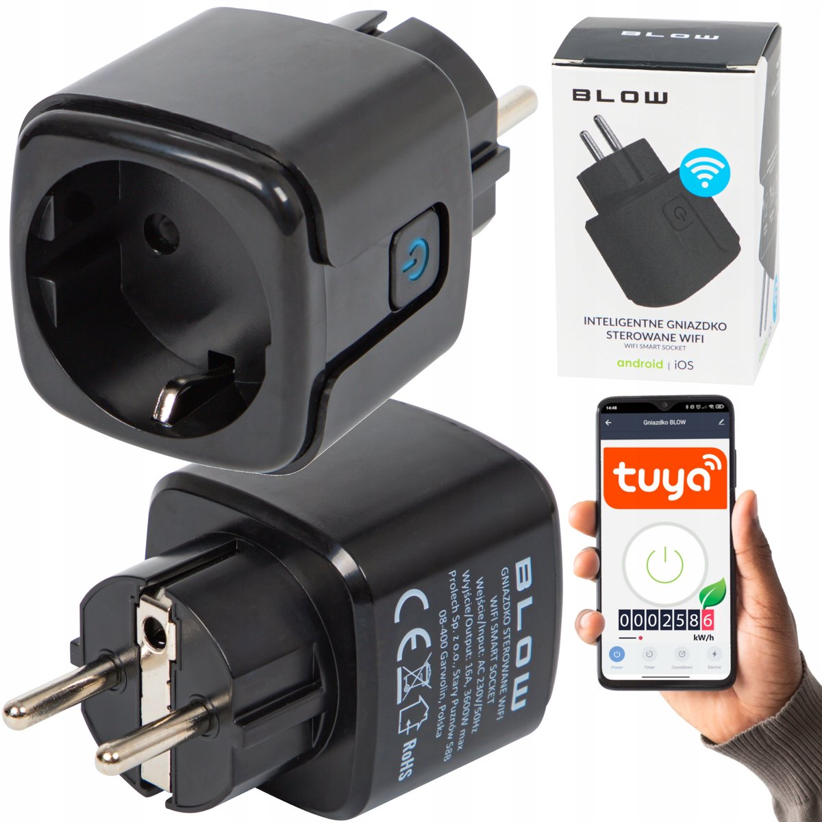 PROGRAMATOR CZASOWY GNIAZDKO GNIAZDO WiFi SMART TUYA WATOMIERZ 16A CZARNY - Blow | Sklep EMPIK.COM