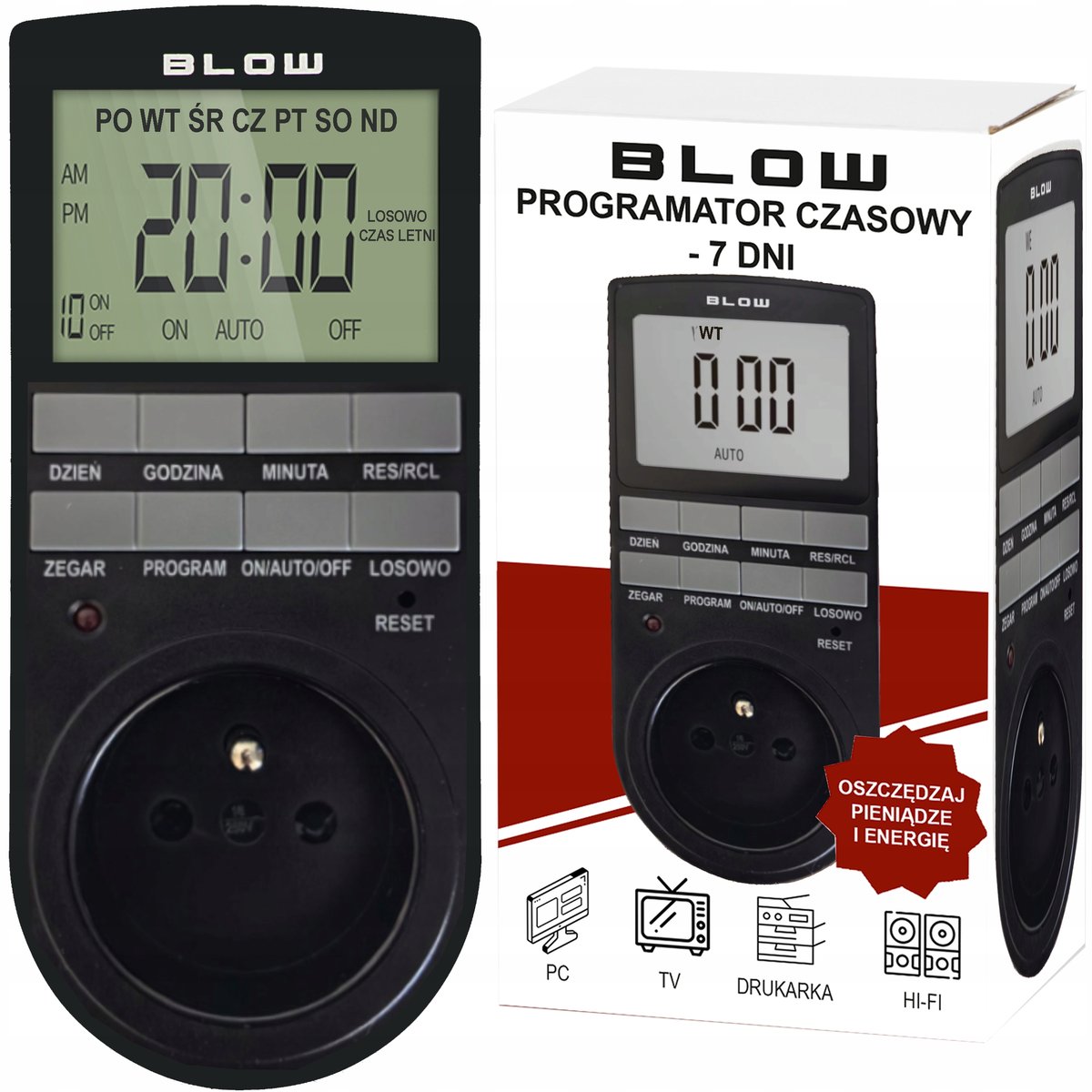 PROGRAMATOR CZASOWY WŁĄCZNIK WYŁĄCZNIK LCD CYFROWY HARMONOGRAM POLSKIE ...