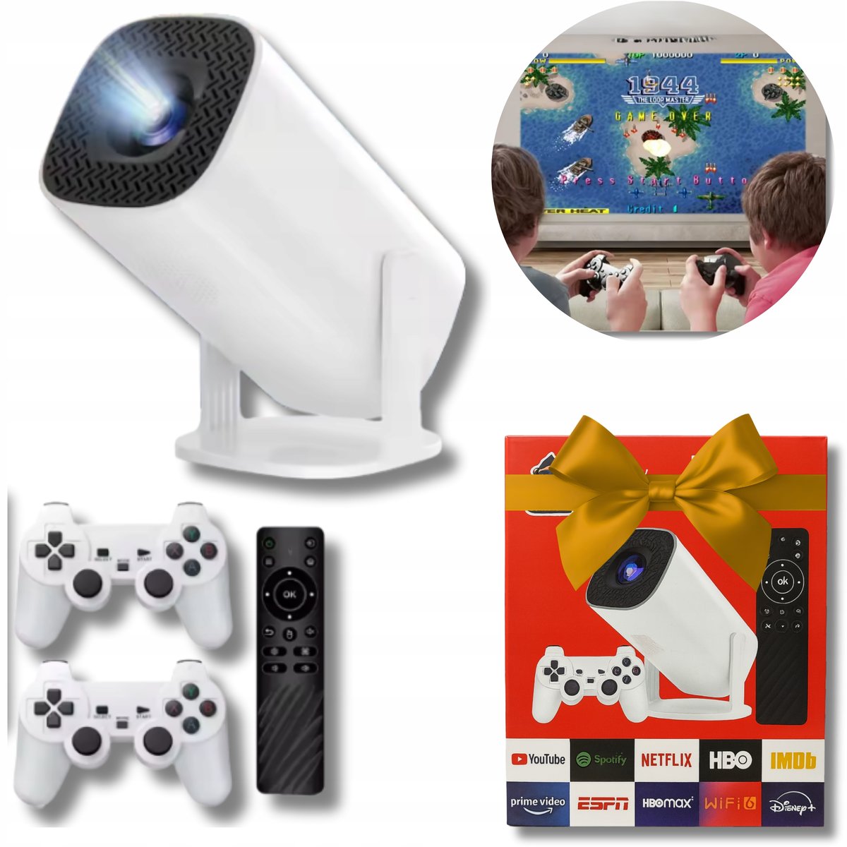 Projektor 4K Rzutnik Led Do Telefonu Wifi Konsola Przenosna Gry Pad ...