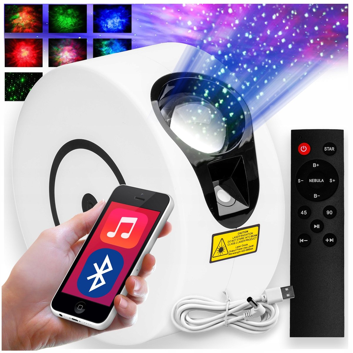 PROJEKTOR GWIAZD RZUTNIK NIEBA LAMPKA NOCNA 3D BT GŁOŚNIK BLUETOOTH ...