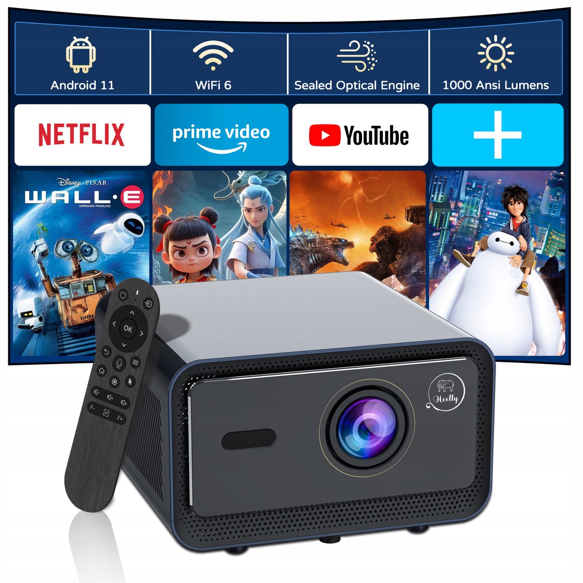 PROJEKTOR RZUTNIK 30000LM WIFI ANDROID SMART TV HERMETYCZNY 4K ...