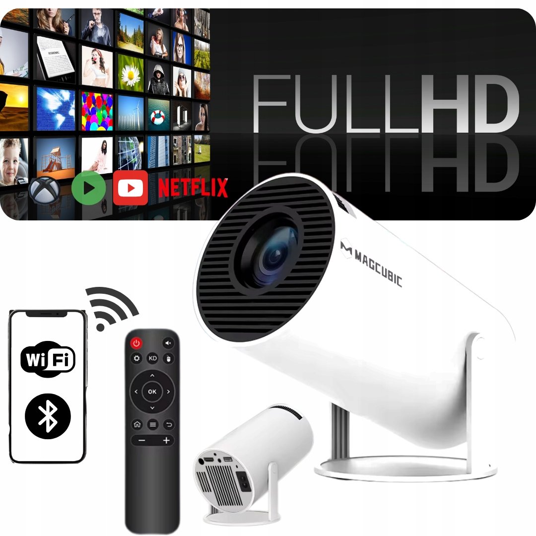 Projektor rzutnik Android wifi przenośny LED głośnik FULL HD smart ...