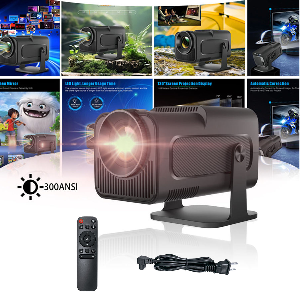 PROJEKTOR RZUTNIK PRZENOŚNY MINI TV 4K LED CZARNY - zonemarket | Sport ...