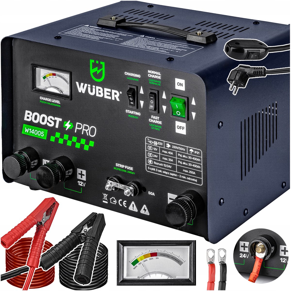 Prostownik Akumulatorowy Samochodowy 40A Z Rozruchem 20-400Ah 12V/24V ...