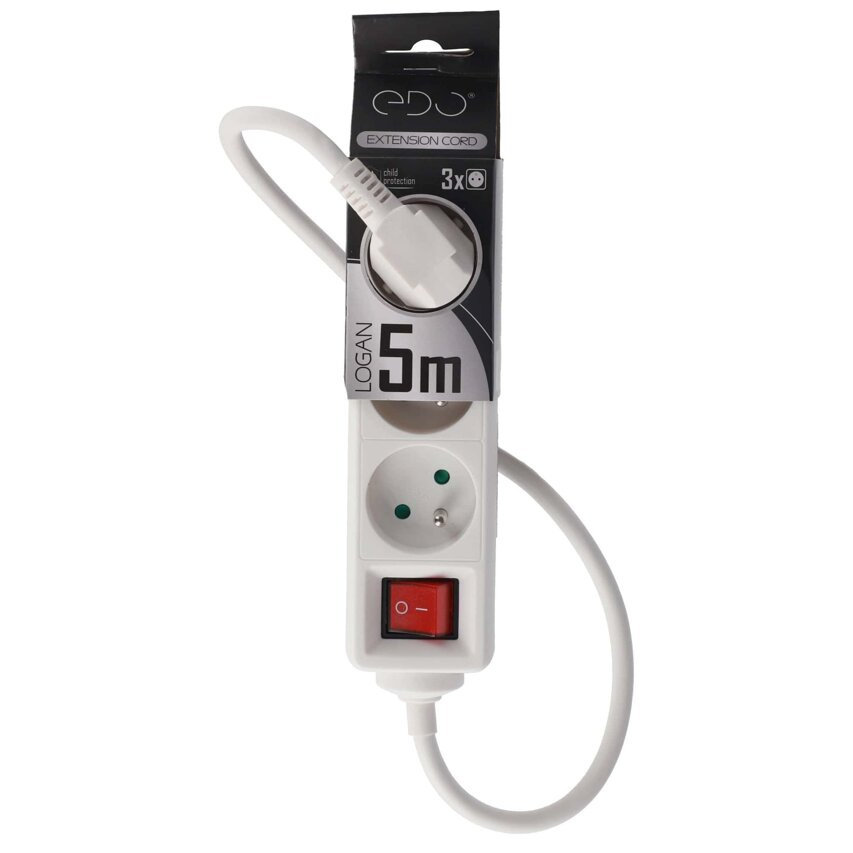Przedłużacz domowy przenośny LOGAN White 3 - krotny z uziemieniem 5m z ...