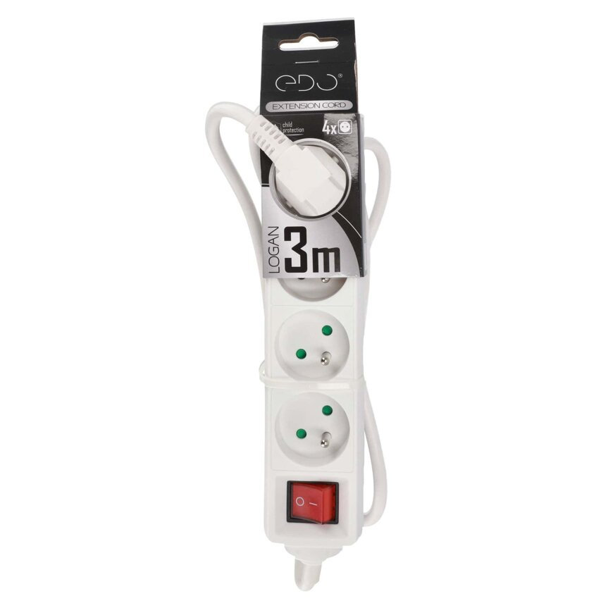 Przedłużacz domowy przenośny LOGAN White 4 - krotny z uziemieniem 3m z ...