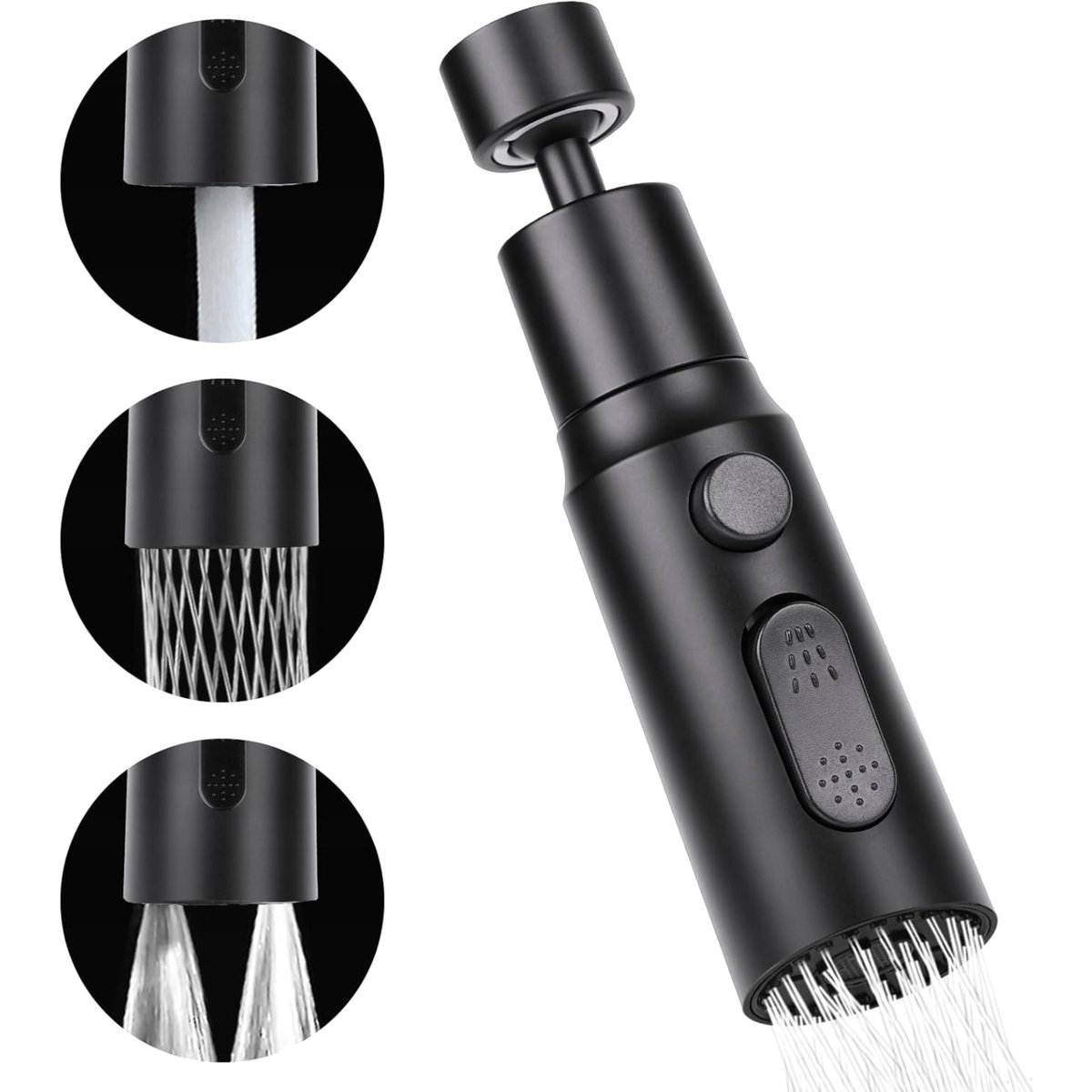 PRZEDŁUŻACZ KRANU KUCHENNEGO AERATOR ADAPTER PERLATOR 3 FUNKCJE CZARNY ...