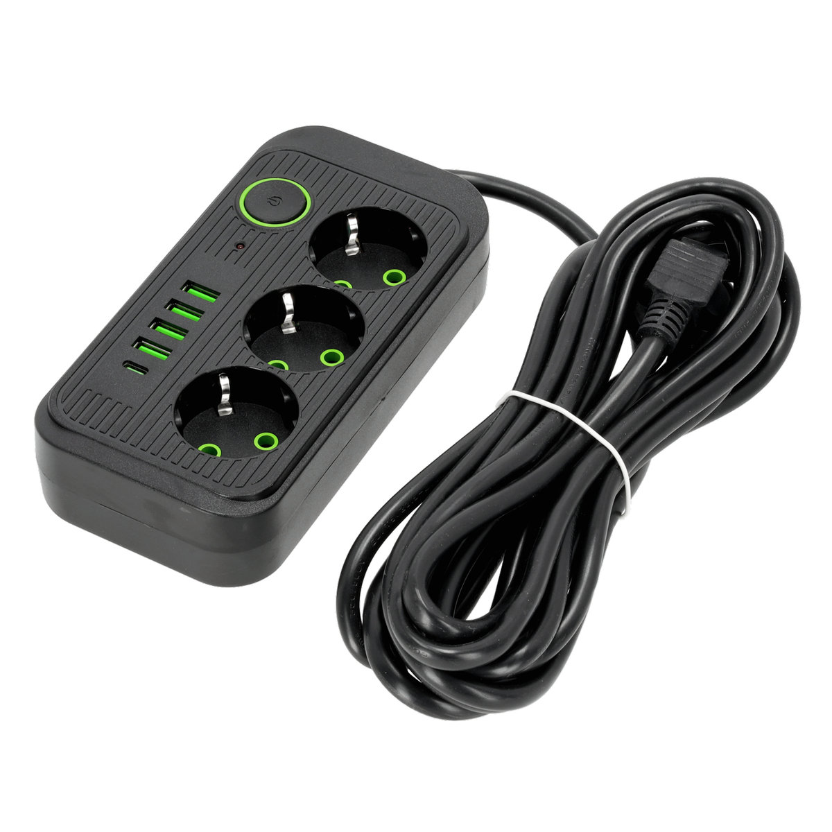 Przedłużacz Listwa Zasilająca 3m 3gn + 4x USB-A + USB-C Wyłącznik Czarny - Kobi | Sklep EMPIK.COM