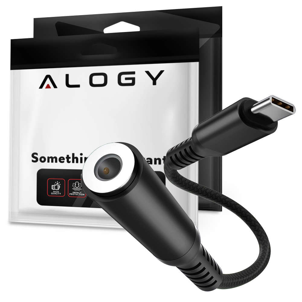 Przejściówka adapter Alogy USB-C na Mini Jack 3,5 mm z DAC Nylon Black ...