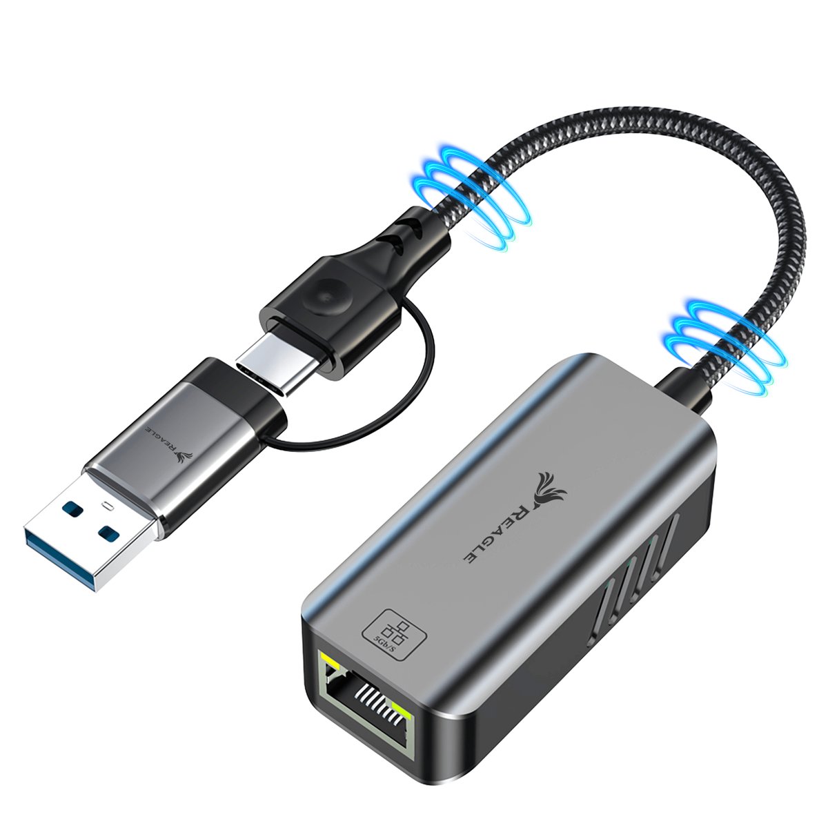 PRZEJŚCIÓWKA USB 3.2 ETHERNET ADAPTER KARTA SIECIOWA LAN RJ45 5Gb/s USB ...