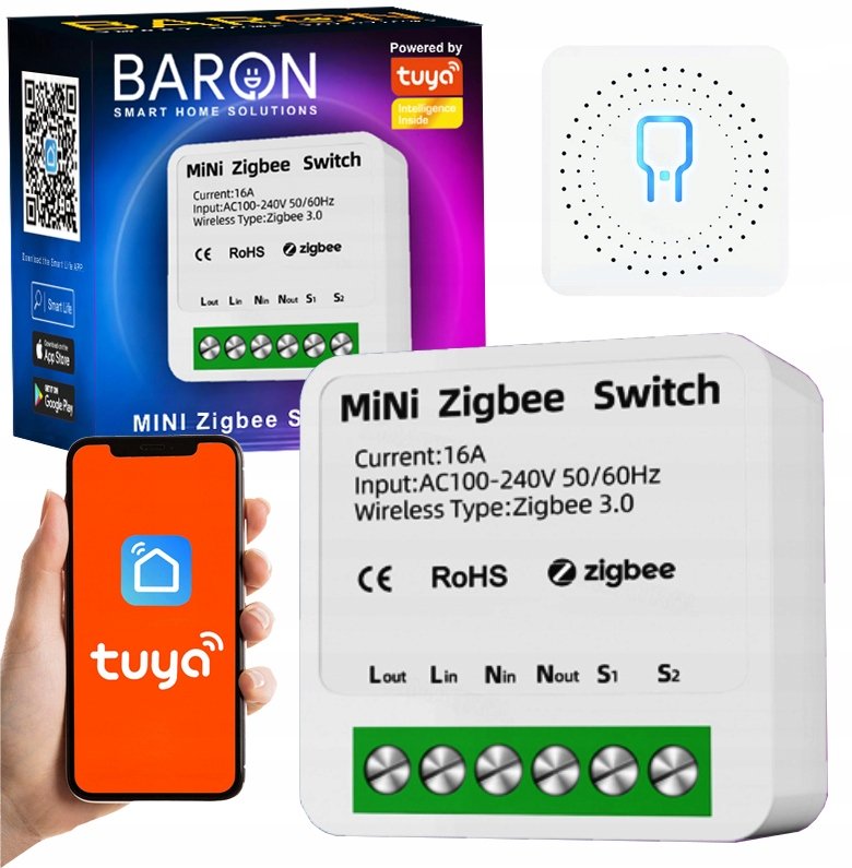 Przekaźnik dopuszkowy MiNi Zigbee 3.0 Wyłącznik 16A Tuya Smart Life Baron - Videx | Sklep EMPIK.COM