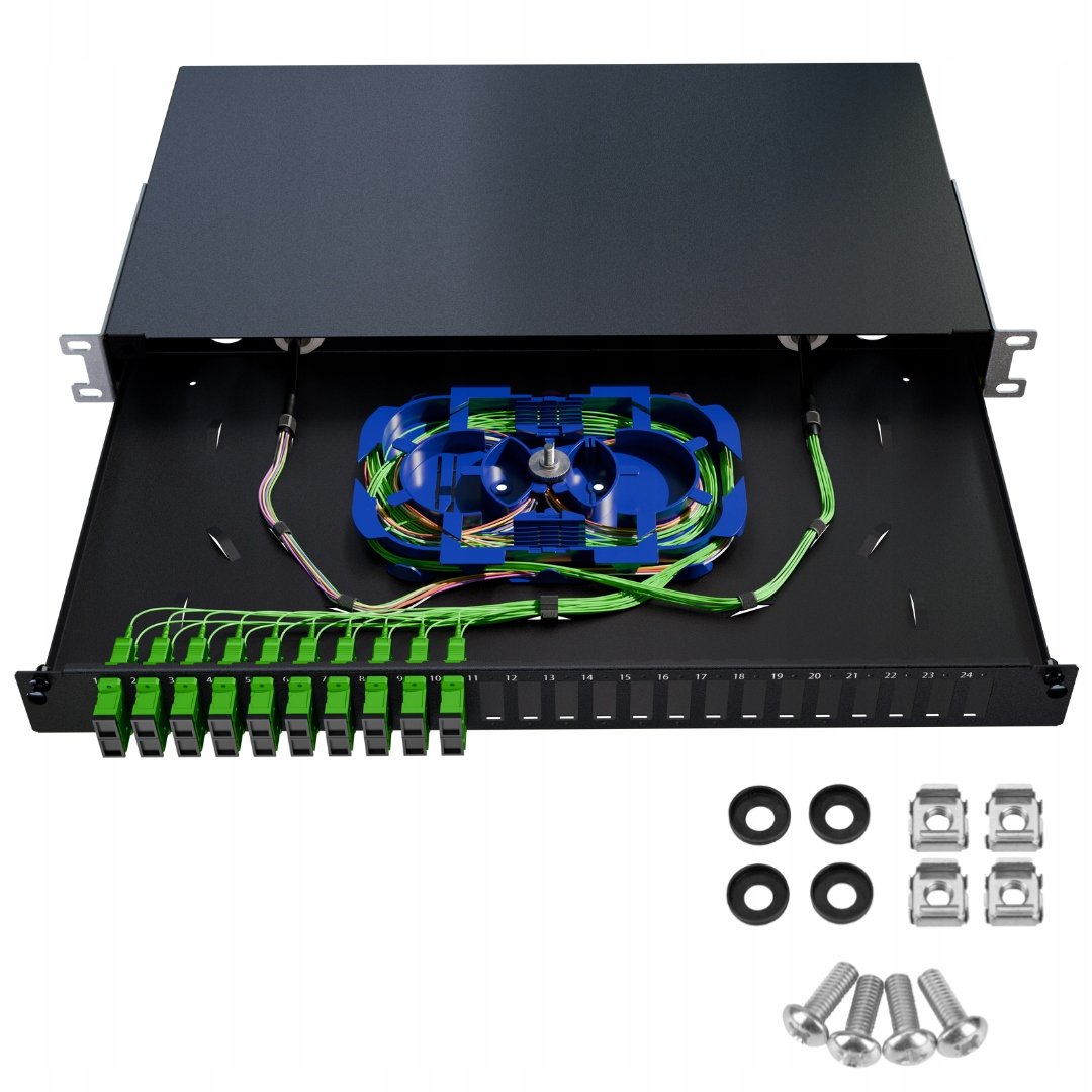Przełącznica Światłowodowa Szuflada RACK 19" 1U do szafy Rack 24xSC ...