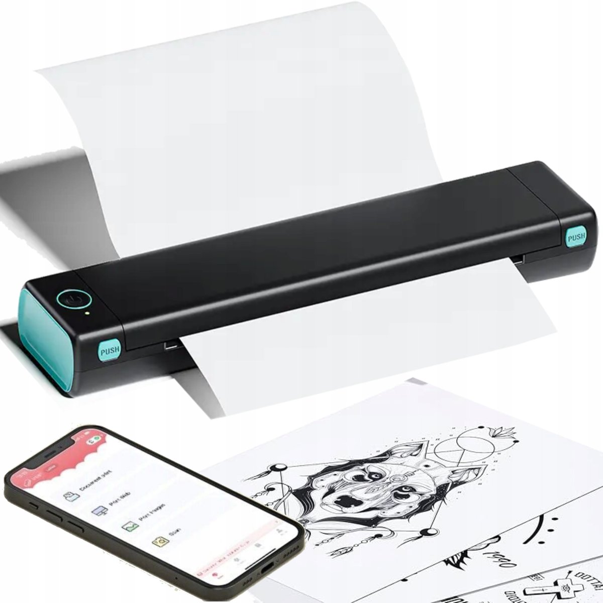 Przenośna drukarka termiczna a4 bez tuszu bluetooth phomemo m08f tatuaż - Phomemo | Sklep EMPIK.COM