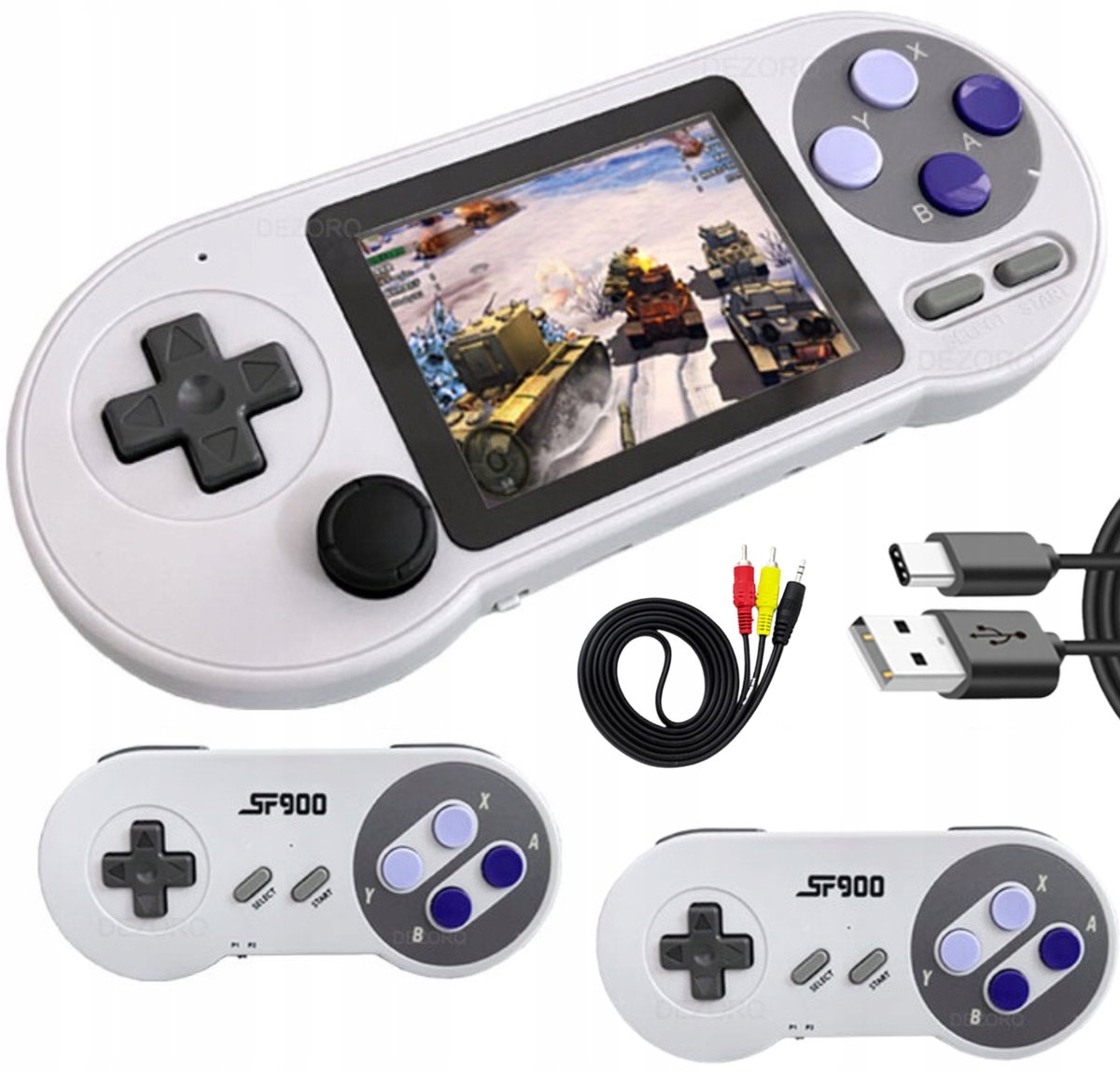 Przenośna mini konsola do gier dla dzieci SF2000 RETRO 8000 GIER + 2 ...