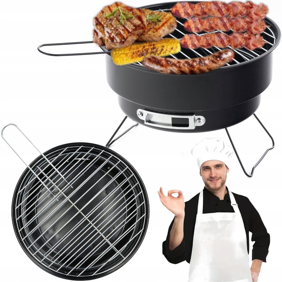 PRZENOŚNY GRILL WĘGLOWY KOMPAKTOWY NA WYJAZDY I PLENER - Rabino | Sklep ...