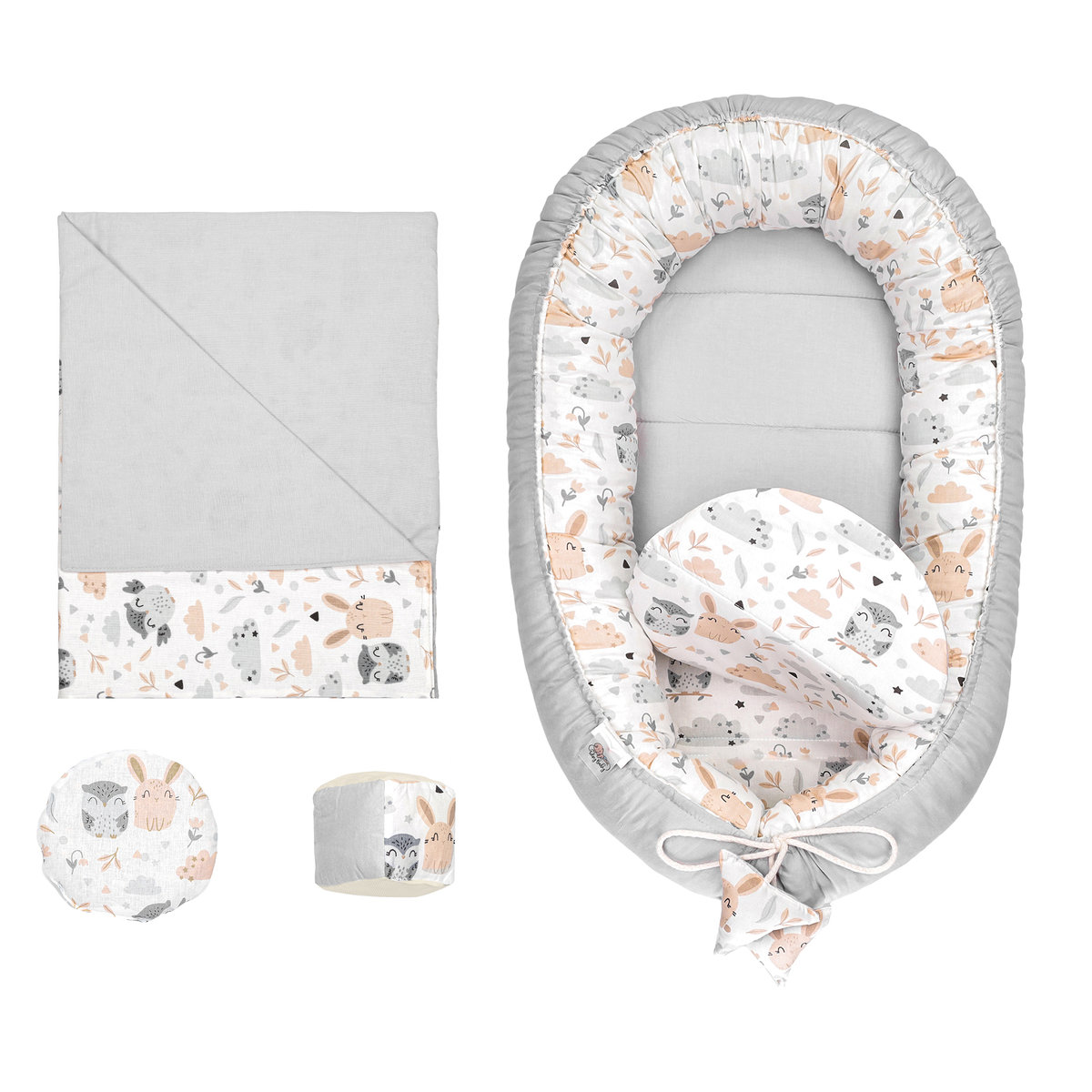 Przenośny zestaw kokon niemowlęcy 6-częściowy - przytulne gniazdko z ...