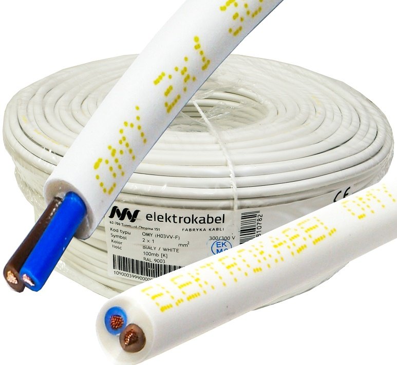 Przewód H03VV-F OMY 2x1 biały Elektrokabel 100m - Inna marka | Sklep EMPIK.COM