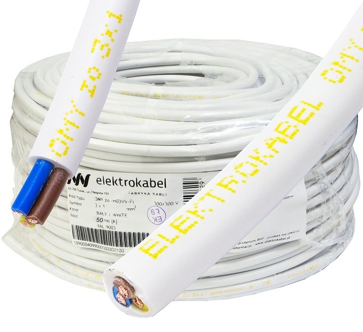 Przewód H03VV-F OMY 3x1 żo biały Elektrokabel 50m - Inna marka | Sklep EMPIK.COM