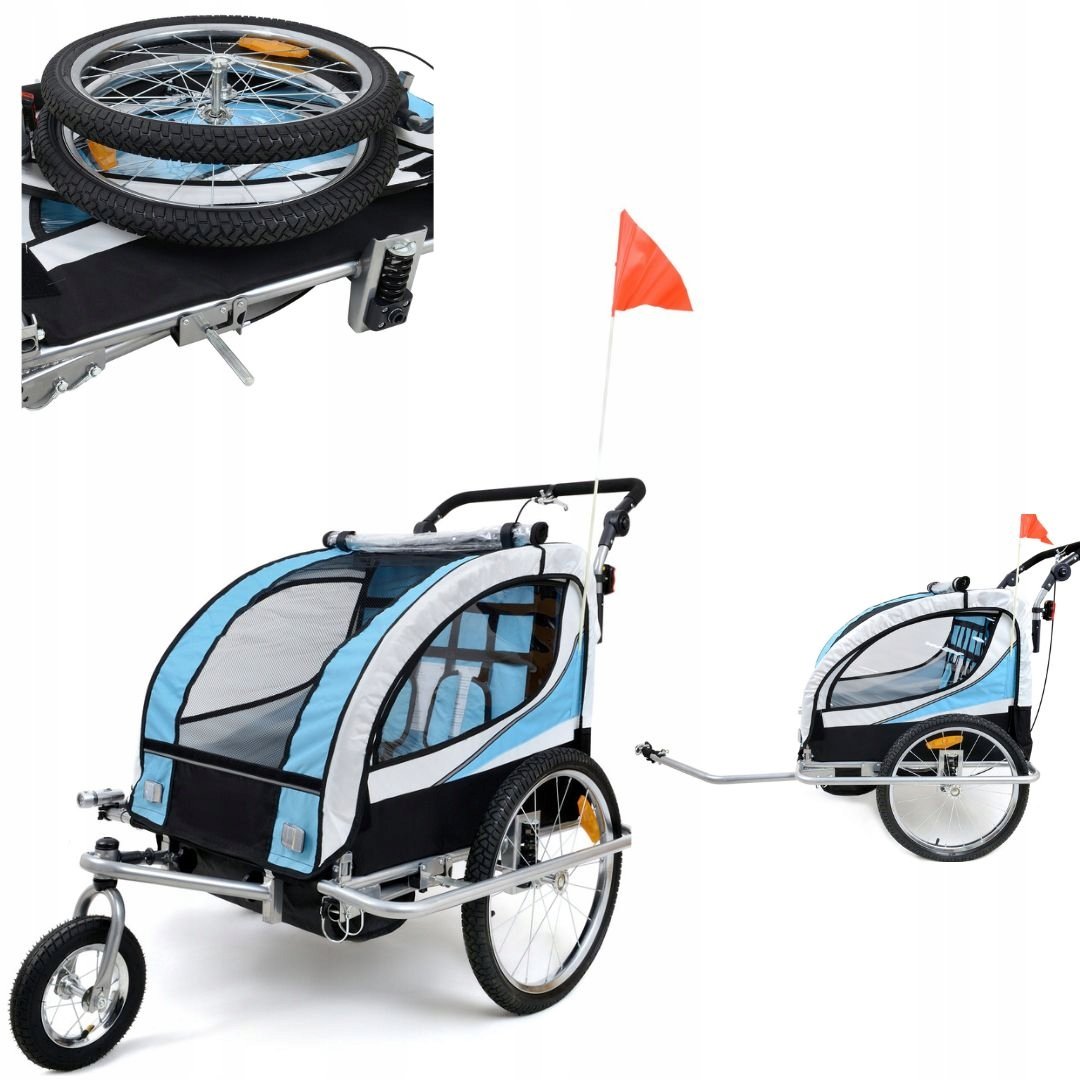 PRZYCZEPKA ROWEROWA 2 OSOBOWA Z AMORTYZATOREM PRO OŚWIETLENIE LED ...