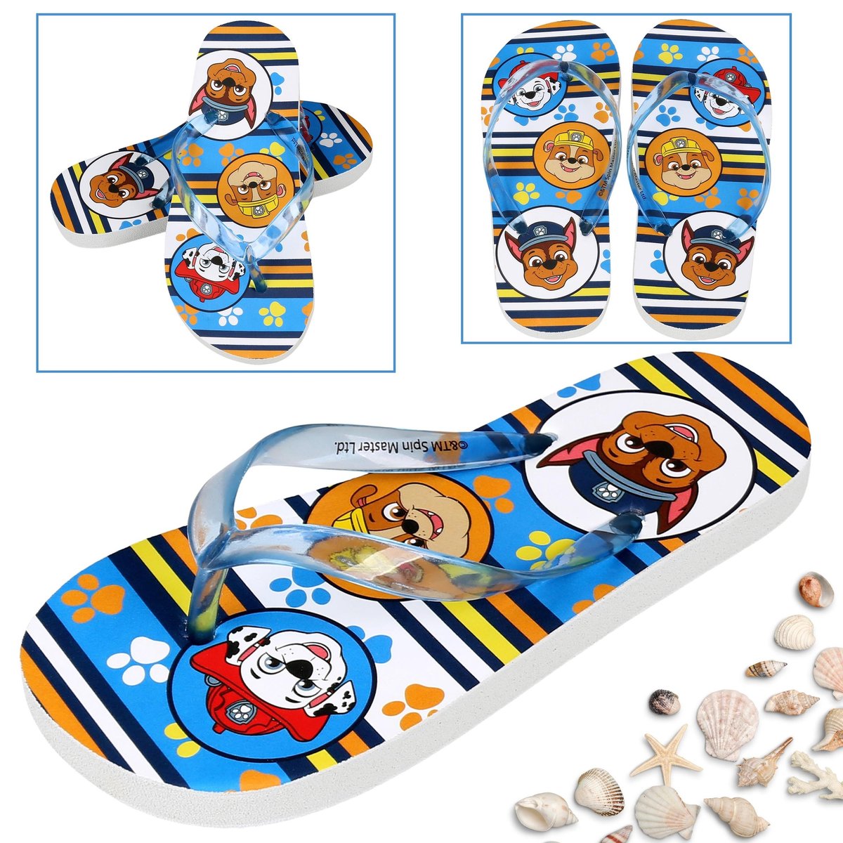 Psi Patrol Marshall Chase Rubble Kolorowe klapki/japonki chłopięce, klapki na basen dla chłopca ...