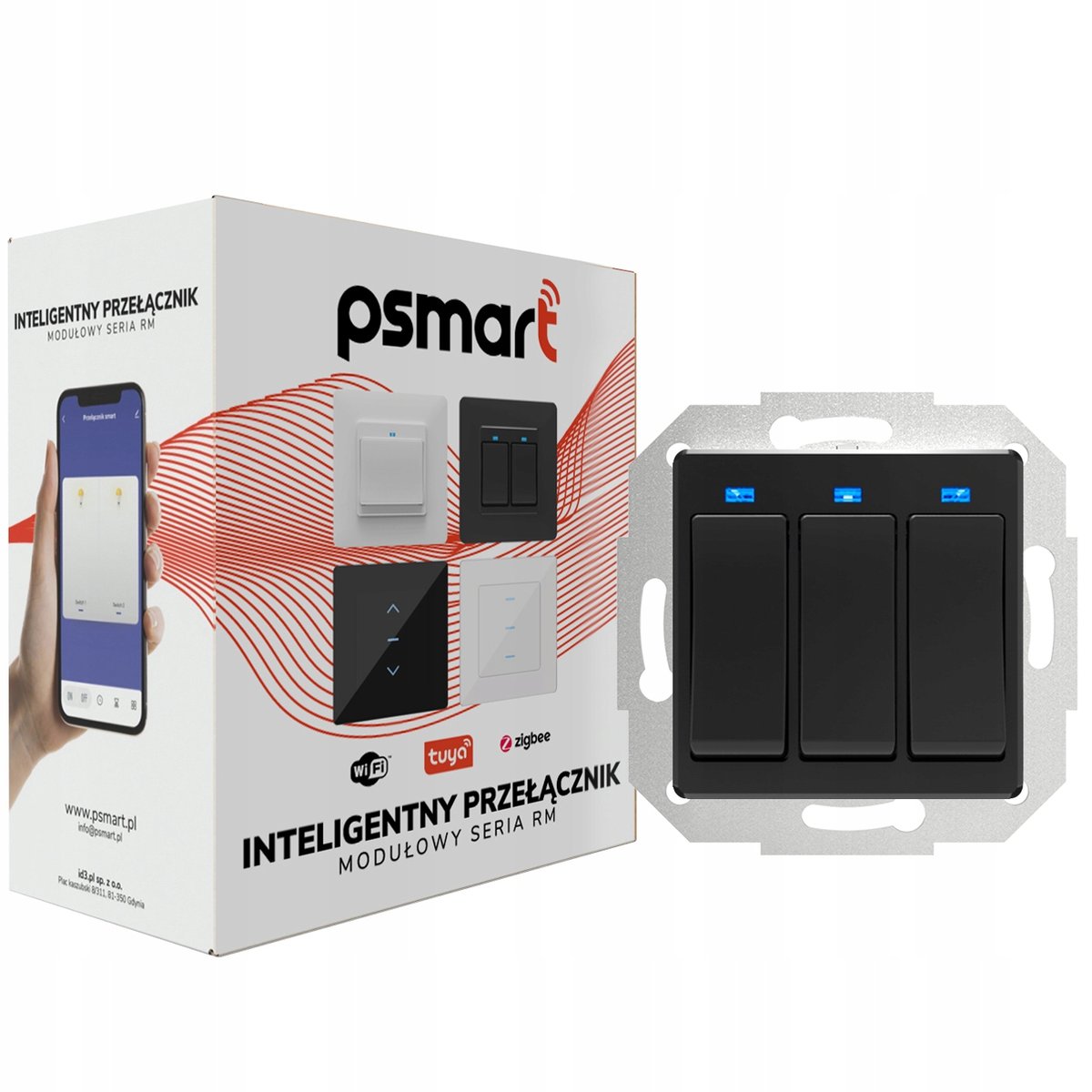 PSMART Inteligentny Przełącznik do światła 3 obwody C RM ZigBee TUYA ...