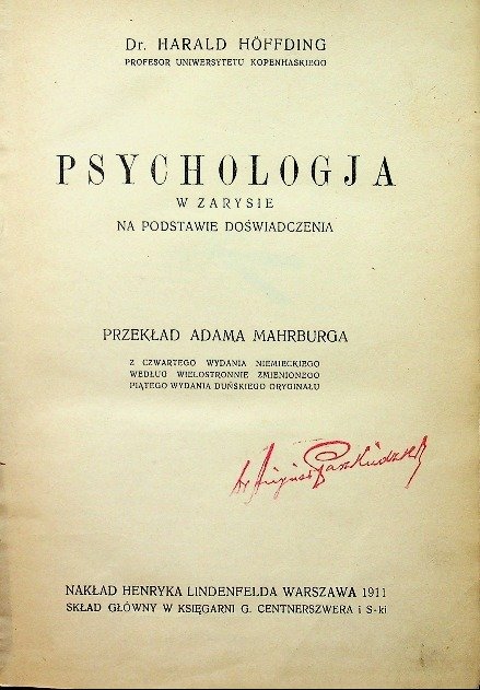 Psychologja w zarysie 1911 r. - Harald Hoffding | Książka w Empik