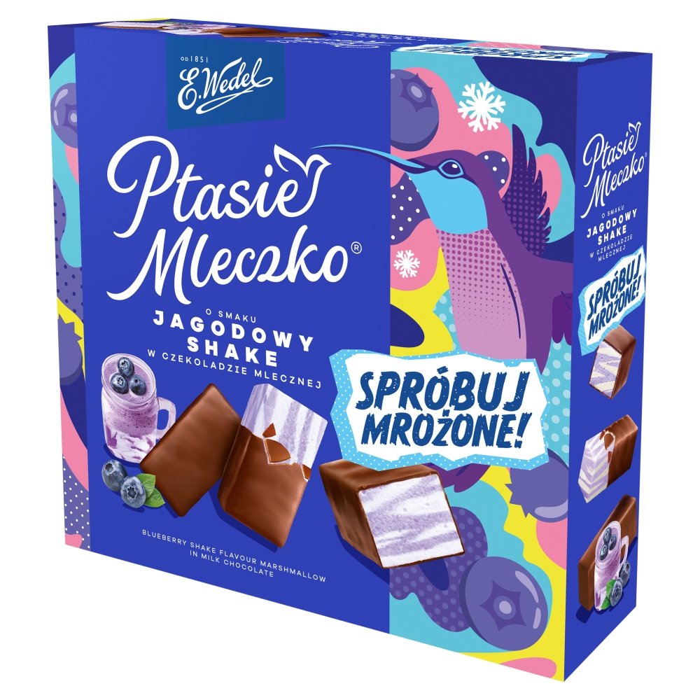Ptasie Mleczko® Jagodowy Shake w czekoladzie mlecznej 340 g E.Wedel ...
